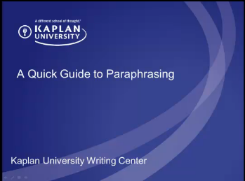 A First Look at the New Paraphrasing Quick Guide Video – Purdue ...